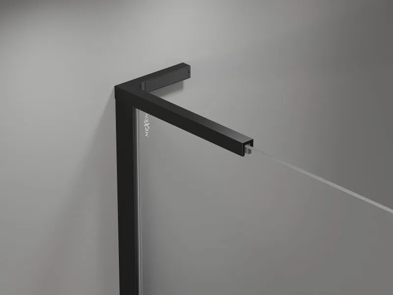 Mexen, Mexen Mist L levé otočné sprchové dveře 150 cm, černá mřížka - 8A4L-150-001-70-77-L