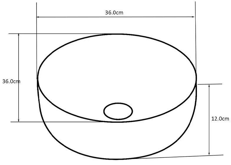 BPS-koupelny Keramické umyvadlo na desku HYD-LA-WH-GL-360 ø36 cm, bílé/zlatý lem