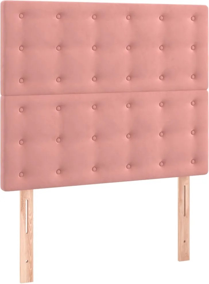Box spring postel s matrací a LED růžová 90x200 cm samet 3136346
