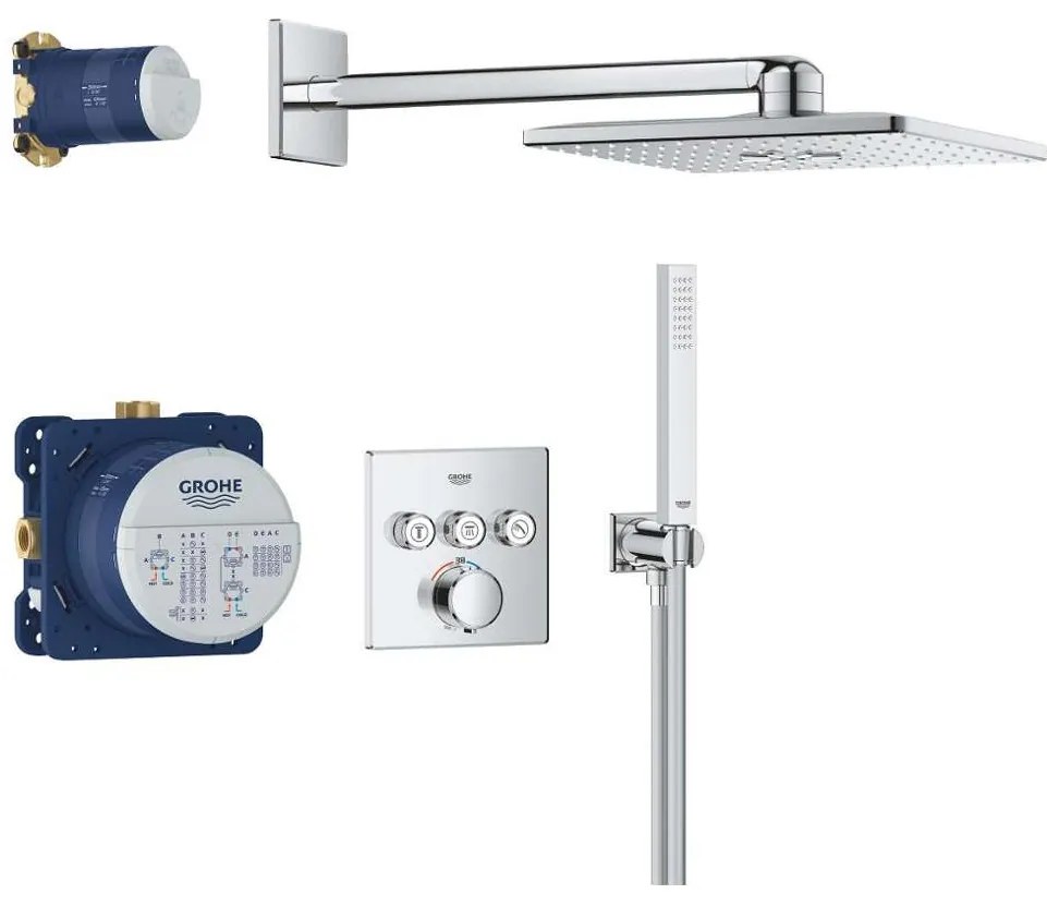 Grohe Vitalio SmartActive - Sprchový set s termostatem pod omítku, 31x31 cm, 2 proudy, chrom 34875000