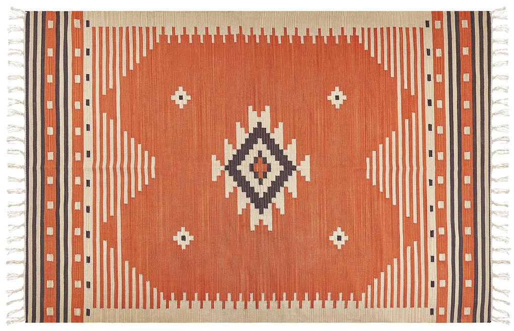 Bavlněný kelimový koberec 200 x 300 cm oranžový GAVAR Beliani
