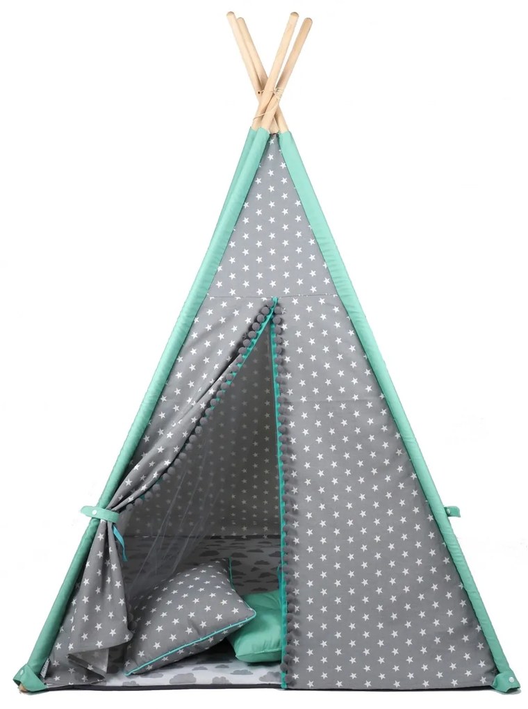 Vigvam design Teepee Stars Mint - ČTVERCOVÉ BEZ DOPLŇKŮ