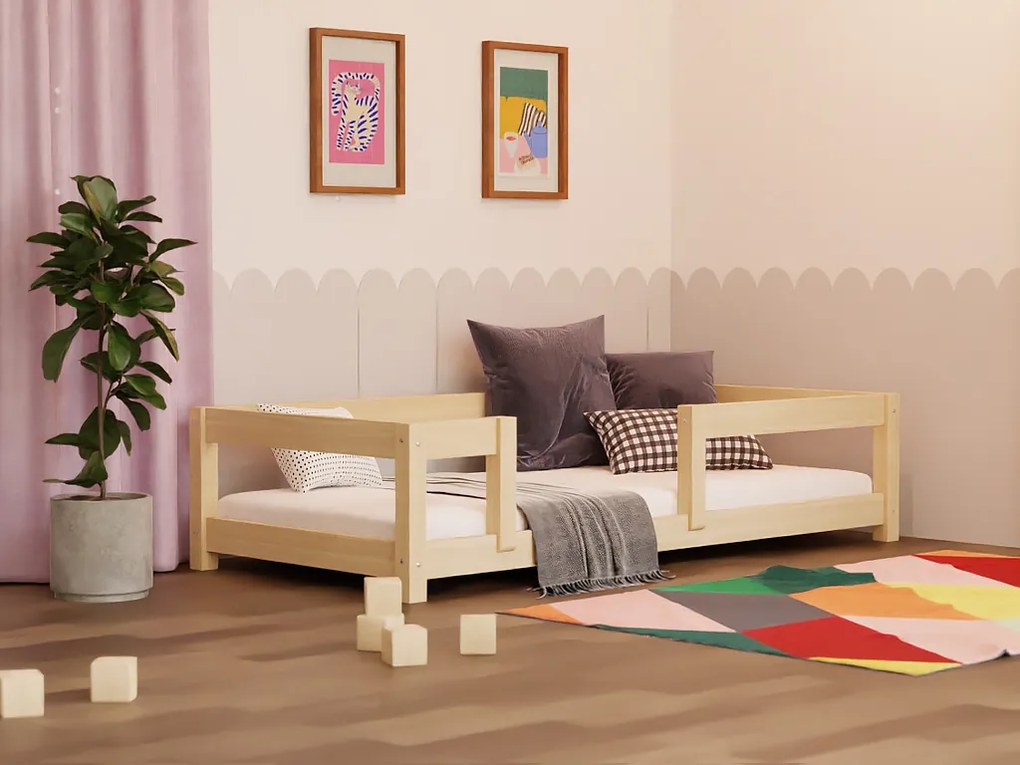 Benlemi Dětská postel STUDY se zábranou Zvolte barvu: Světle šedá, Zvolte rozměr: 80x180 cm, Zvolte zábranu: S jednou zábranou