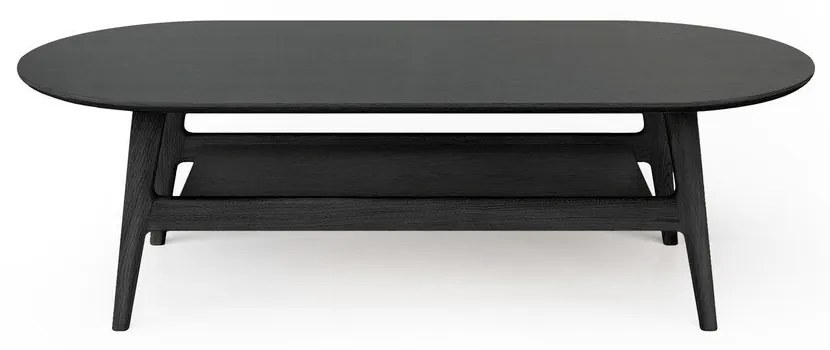 Černý konferenční stolek v dekoru dubu 60x130 cm Curved – Woodman