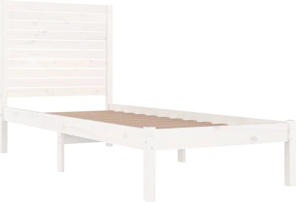Rám postele bílý masivní dřevo 75 x 190 cm malé jednolůžko 3104569