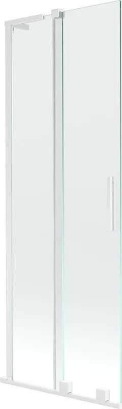 Mexen Velar L, 2-křídlová posuvná vanová zástěna 75 x 150 cm, 8mm čiré sklo, bílý profil, 896-075-003-01-20
