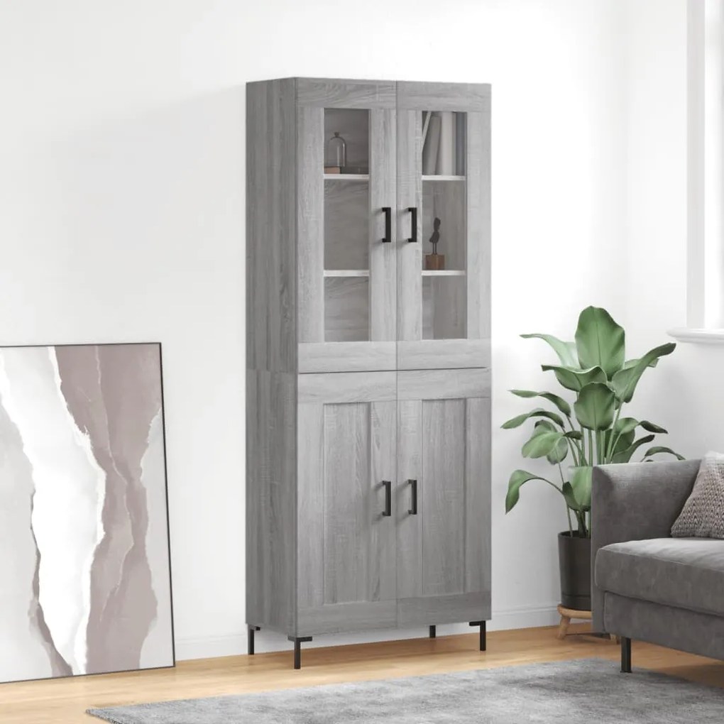 Skříň highboard šedá sonoma 69,5 x 34 x 180 cm kompozitní dřevo 3198343