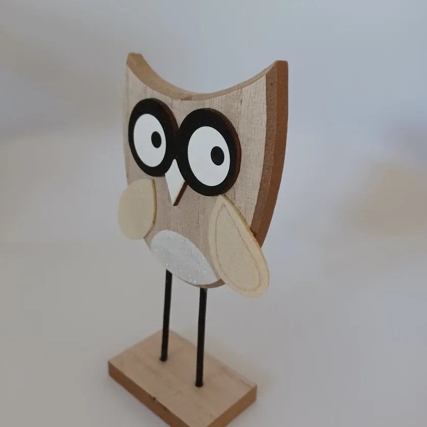Dřevěná dekorace na stůl sova 8,5 × 4 × 16 cm, stojící