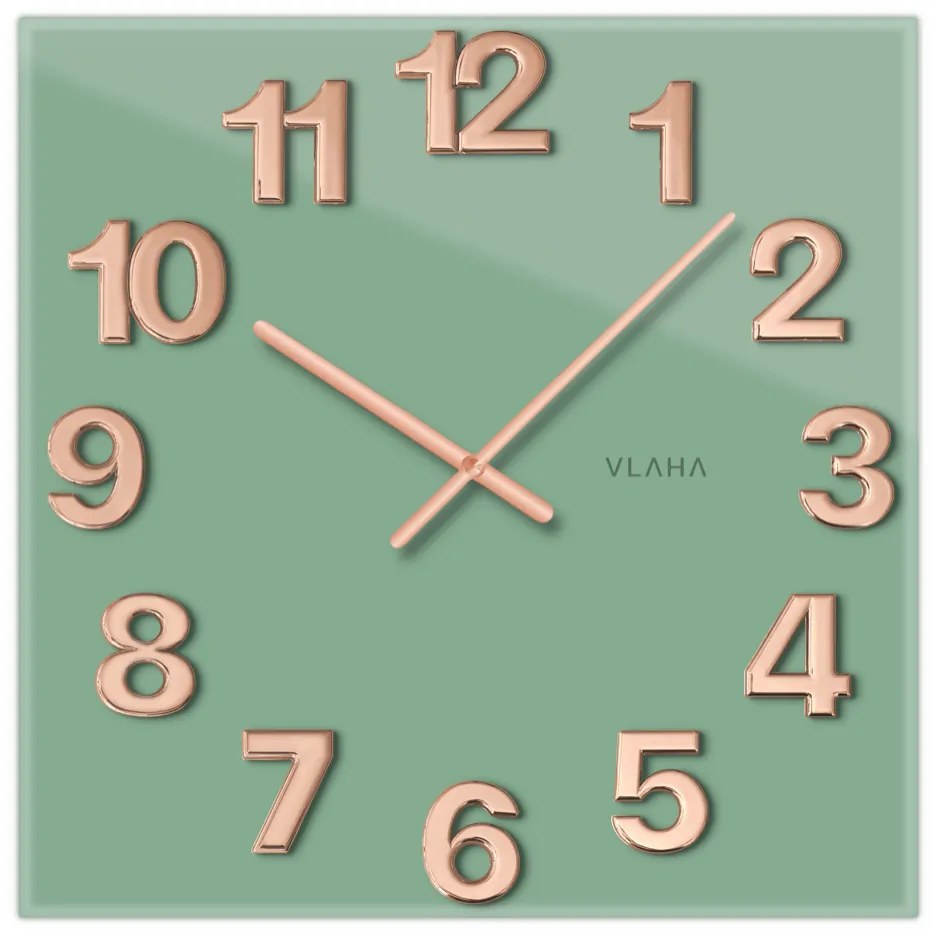 VLAHA GLASSICO Skleněné zelené hodiny vyrobené v Čechách VCT1106