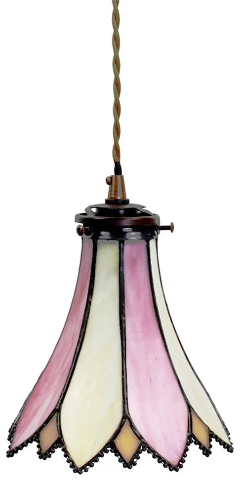 Závěsná lampa Tiffany Folwia pink - Ø 15*115 cm E14/max 1*25W