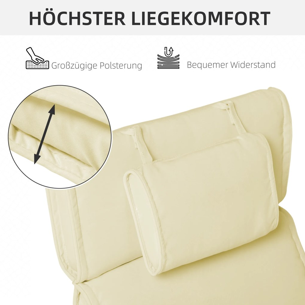 Outsunny potah na zahradní lehátko polštář polyester bavlněné vlákno krémová bílá 198x53x5cm | Aosom