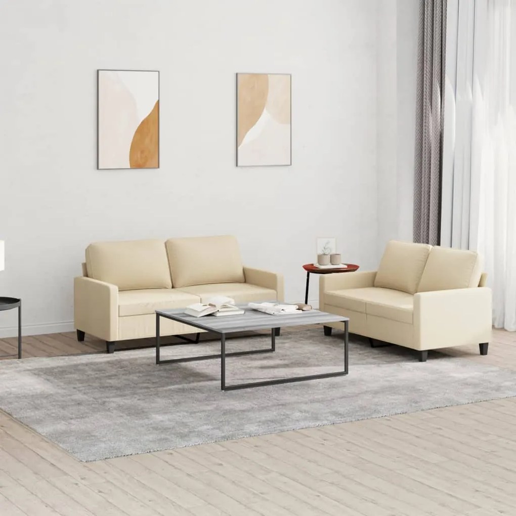 2dílná sedací souprava s poduškami krémová textil 3201446