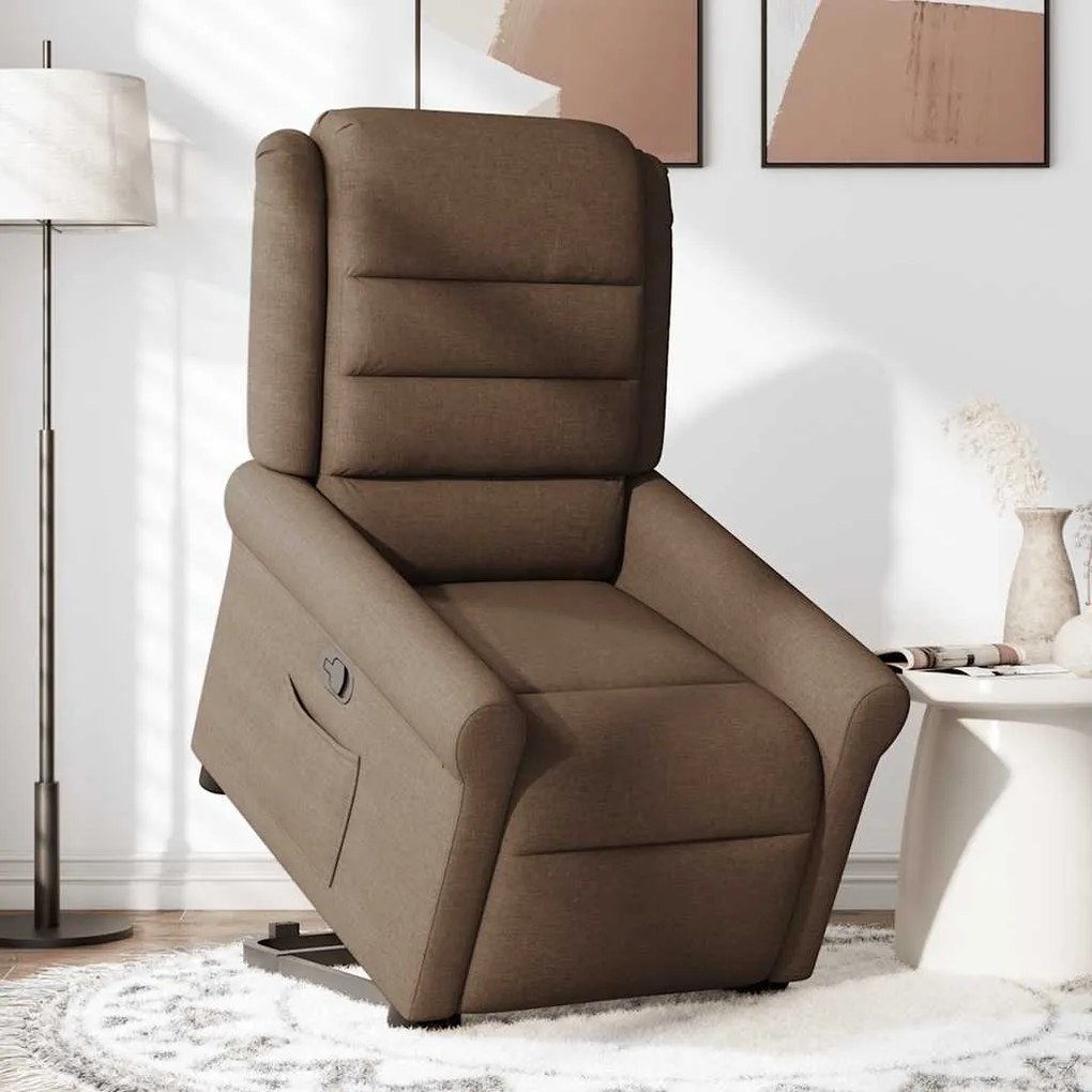 Zvedací polohovací křeslo hnědé textil 3303318
