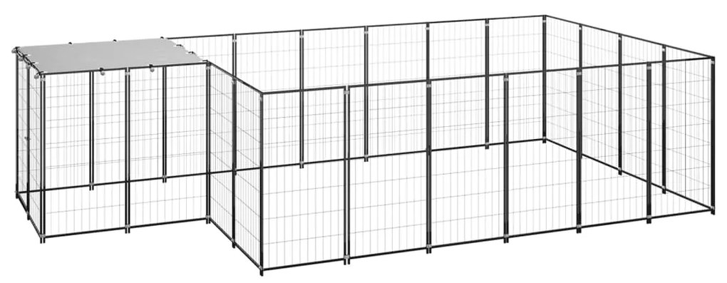 Psí kotec černý 8,47 m² ocel
