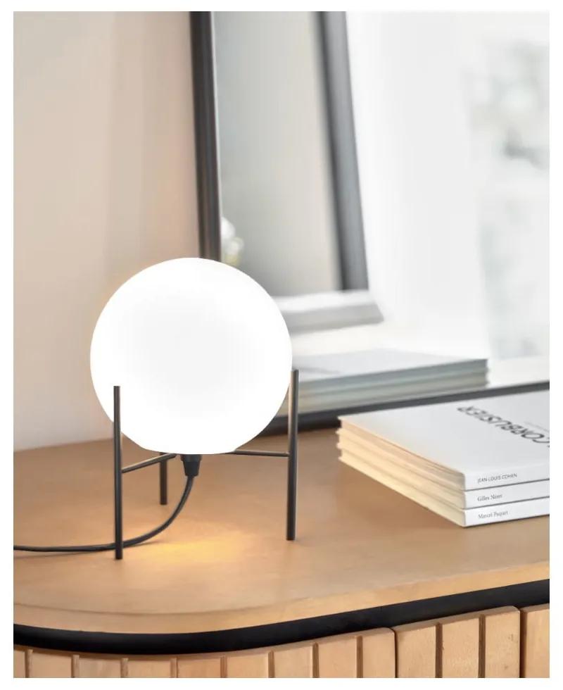 Bílo-černá stolní lampa se skleněným stínidlem (výška 22 cm) Seina – Kave Home