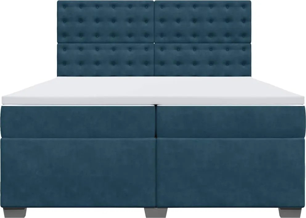 Box spring postel s matrací modrá 200 x 200 cm samet 3291018