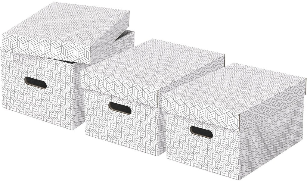 Archivační krabice esselte home, velikost m, 26.5 x 20.5 x 36.5 cm, bílá - set 3 ks