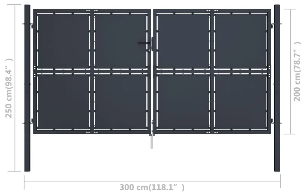 vidaXL Marketos Zahradní brána ocelová 300 x 200 cm antracitová