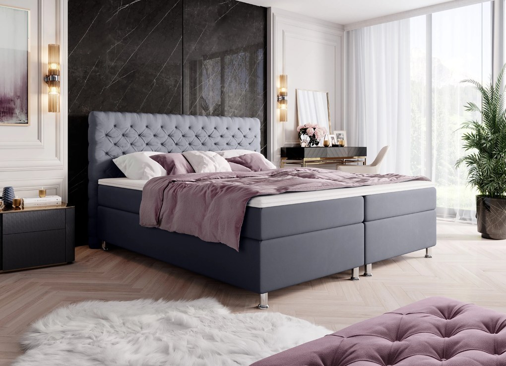 K&M postele Boxspring postel Luxury Dream bez úložného prostoru Velikost postele: 200 × 200 cm, Výběr matrace: Oboustranná pružinová matrace - středn…