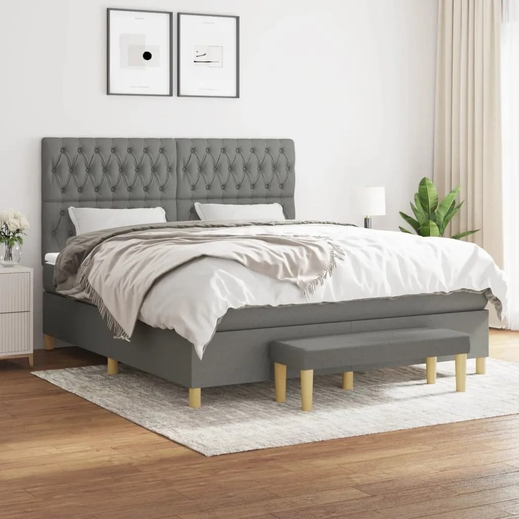 Box spring postel s matrací tmavě šedá 180x200 cm textil 3137414