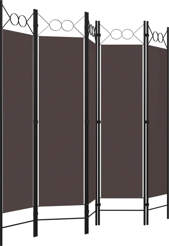 5dílný skládací paraván hnědý 200 x 180 cm 320708