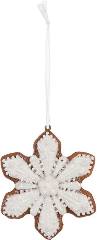 Závěsná dekorace perníková vločka Frosted Ginger - 9*1*10 cm