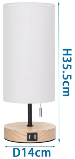 Aigostar - Stolní lampa s USB portem 1xE27/40W/230V černá/krémová
