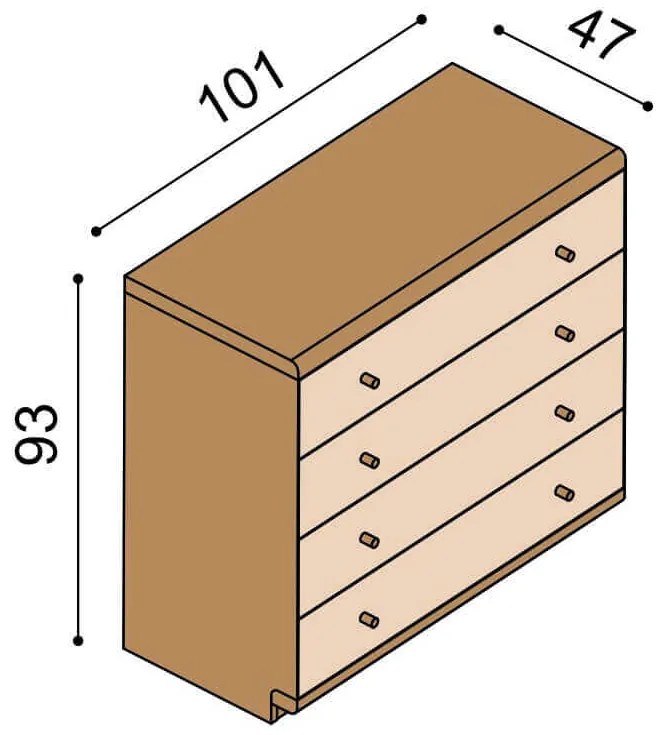 Komoda JELÍNEK AMANTA AM2Z4 Materiál: Dub, Moření: Třešeň