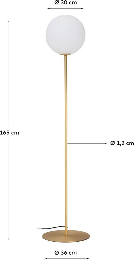 Bílá/ve zlaté barvě stojací lampa se skleněným stínidlem (výška 165 cm) Brisia – Kave Home