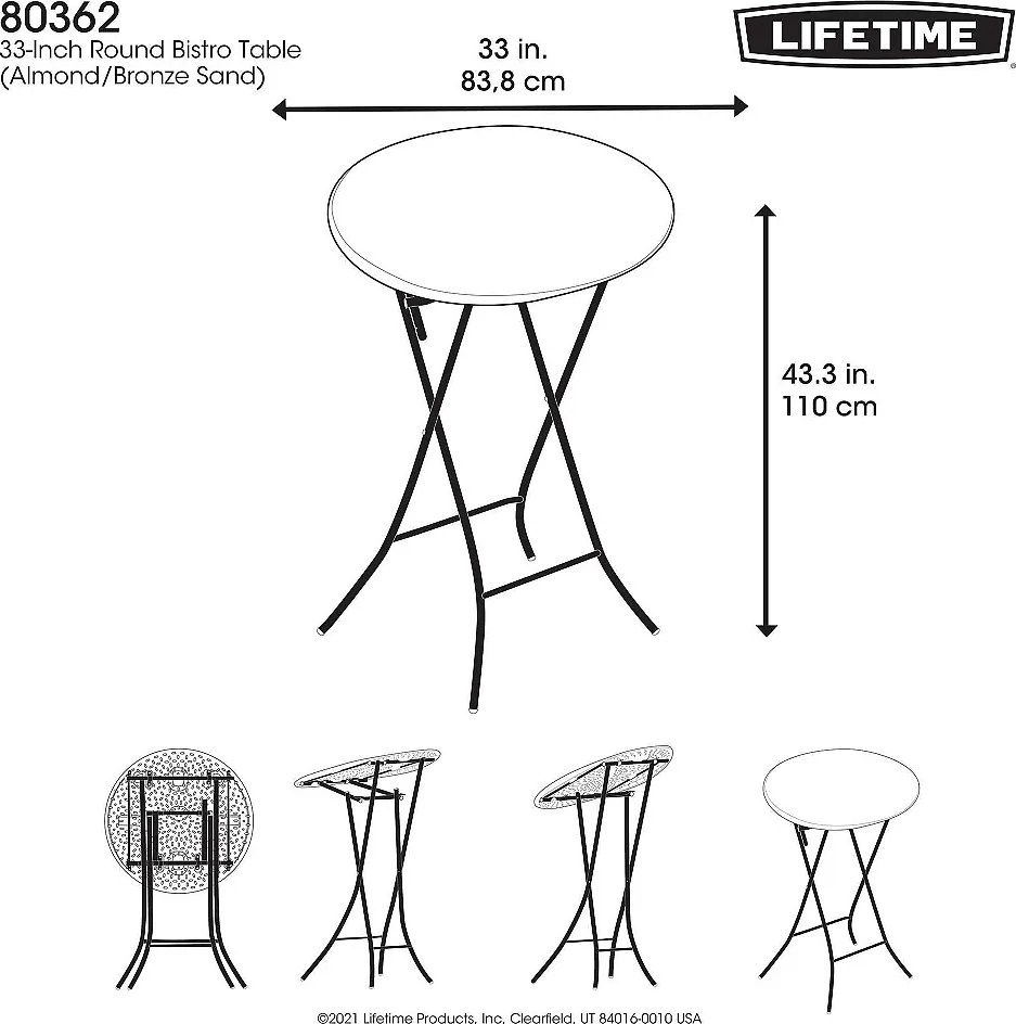 LANIT PLAST, s.r.o. barový kulatý stůl 83 cm LIFETIME 80362 LG1188