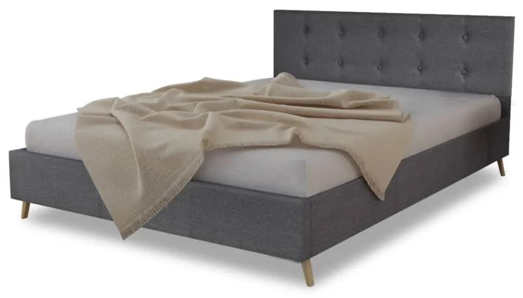 241994 vidaXL Vysoce kvalitní postel 200x140 cm dřevo + látkové čalounění tmavě šedá