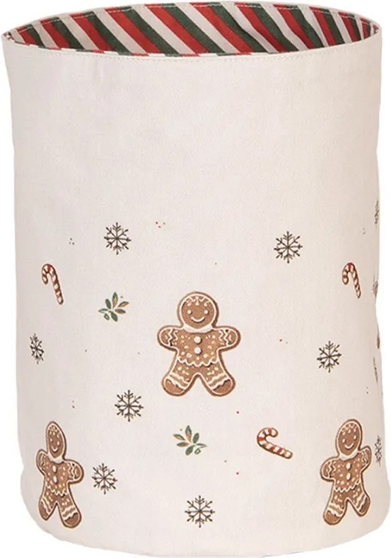 Béžový bavlněný košík na pečivo s perníčky Gingerbread Magic - Ø 15*16 cm