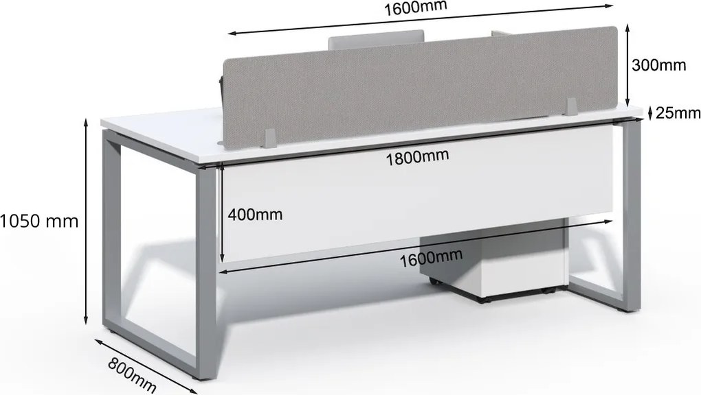 Kancelářský stůl s kontejnerem Houseland Prime Max 01 180 cm bílý