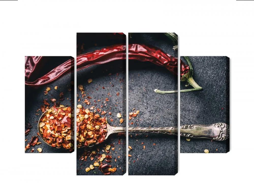 Vícedílný obraz Sušené Chilli Papričky Nedostatek Nedostatek Přírodní plátno 160x120