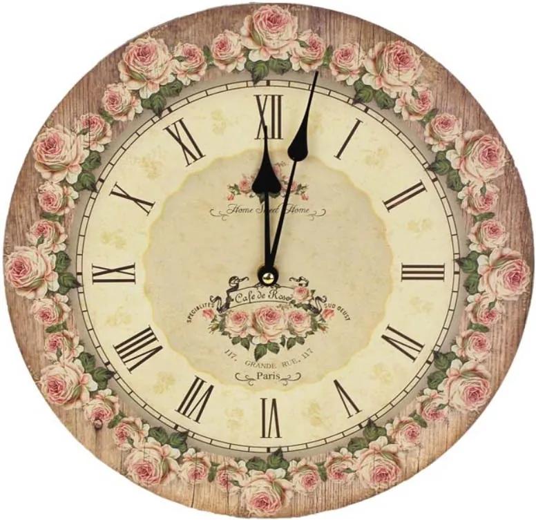 Nástěnné hodiny Cafe de Rose, 34 cm