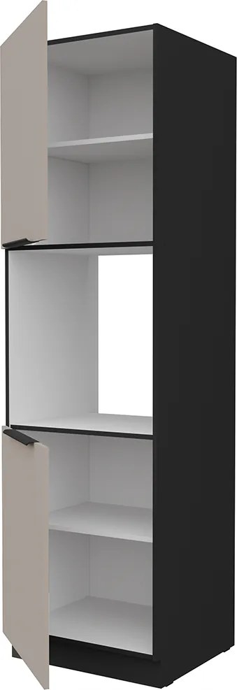 ARIA cb | vysoká skříňka 60 DP-210 2F na vestavnou troubu | 60 cm | ANTI FINGERPRINT povrch | černá/béžová