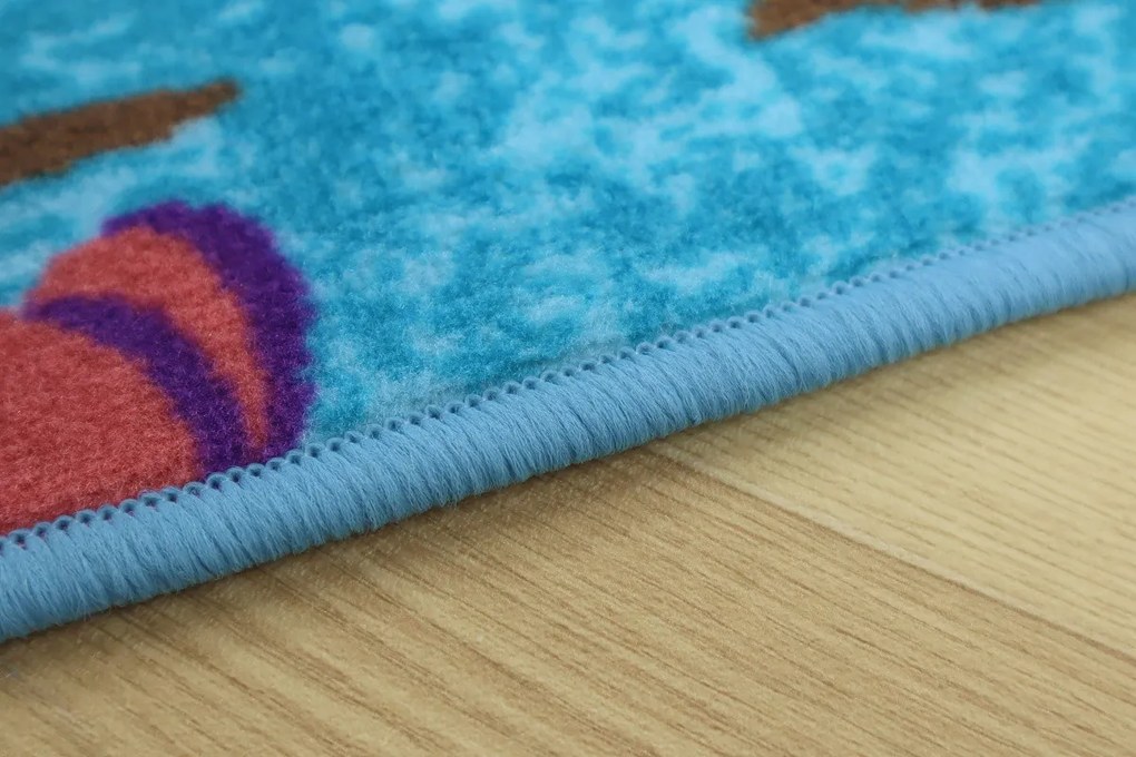 Vopi, Dětský kusový koberec Sovička Silk 5298 tyrkys, 160x240, modrá, dětský pokoj