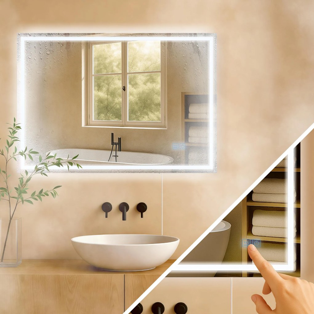 Koupelnové zrcadlo Jaffrey 50x70 bez Bluetooth – čiré sklo