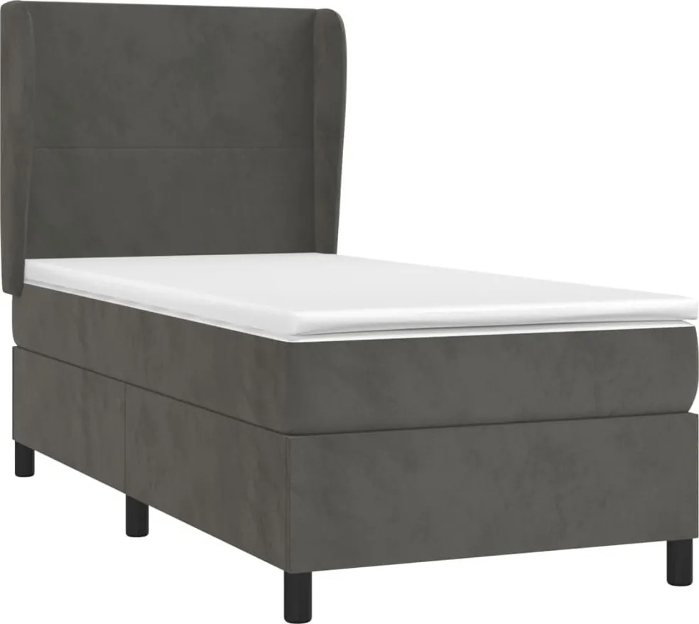 vidaXL Box spring postel s matrací 90x200 cm samet [3129070] Barva: Tmavě moddrá