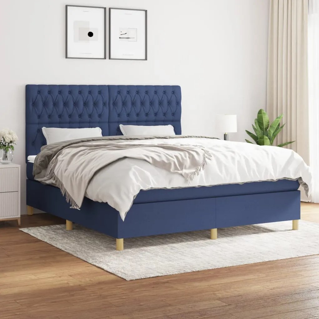 Box spring postel s matrací modrá 180x200 cm textil 3142599