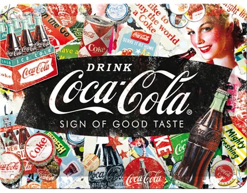 Postershop Plechová cedule: Coca-Cola (koláž) - 15x20 cm