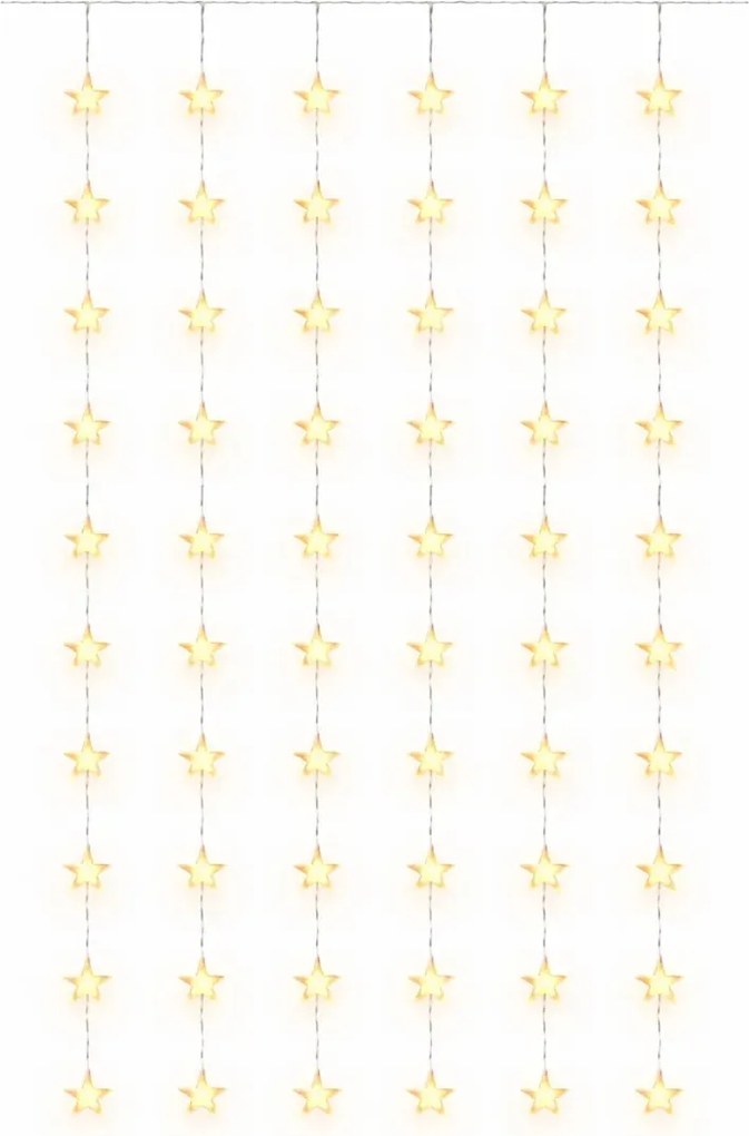 LED vánoční svíticí hvězdy do okna, 100 × 200 cm, teple bílá, 50 diod, čirý kabel, IP20 do interiéru, prodlužovací