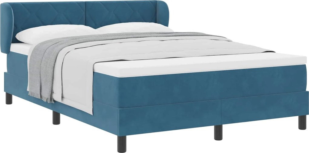 Postel s boxspringem s čelo Tmavě moddrá 140 x 200 cm samet 3340446