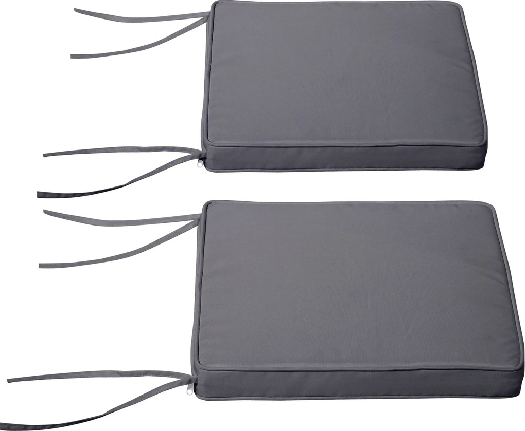 Outsunny Sada 2 zahradních polštářů na židle, venkovní sedací polštáře, snímatelné potahy, 5 cm výplň, polyester, 45L x 45Š cm, tmavě šedá | Aosom