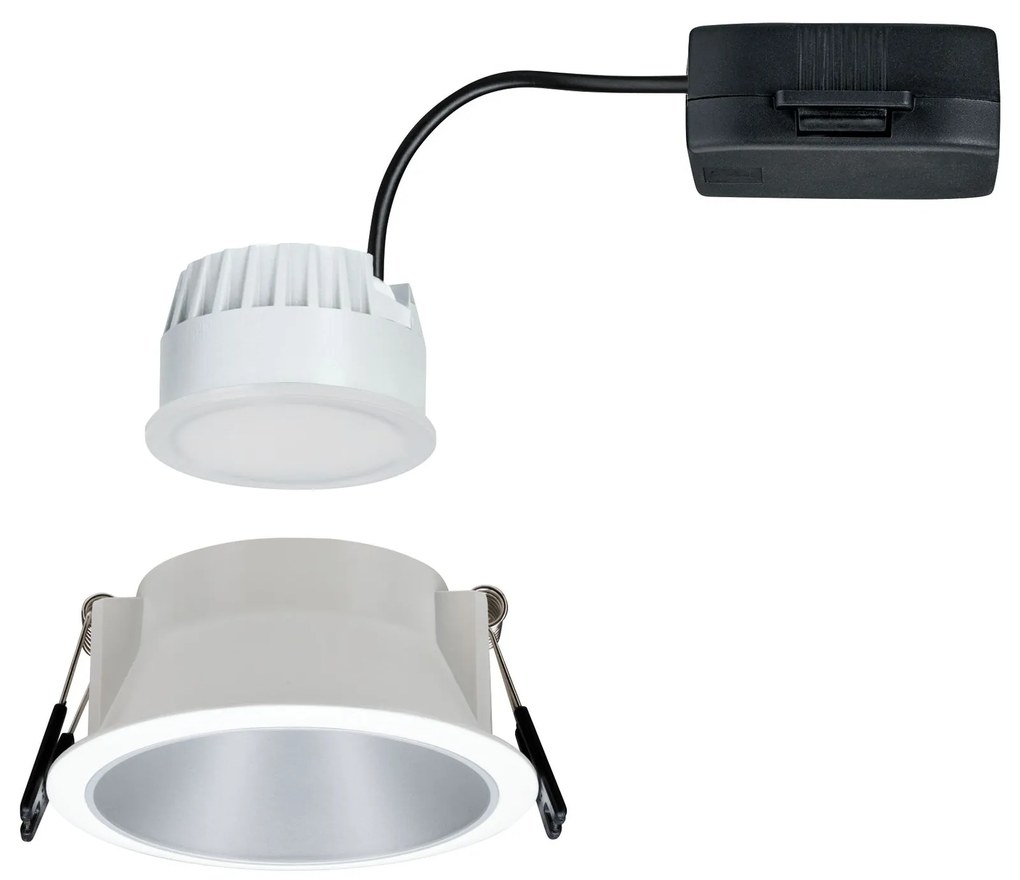 Paulmann 93409 LED Cole, bodovka v bílo-stříbrné úpravě, 1x6,5W LED 2700K tříkrokové stmívání, prům. 8,8cm, IP44
