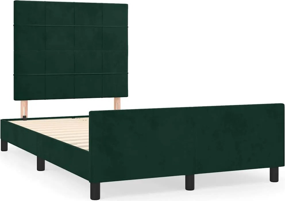 Rám postele bez matrací tmavě zelené 120x190 cm samet 3270581