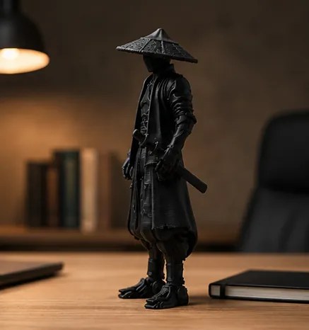 soška, dekorativní, ronin, orient, 10x4 cm, pryskyřice, černá, Dekorino SF20260014