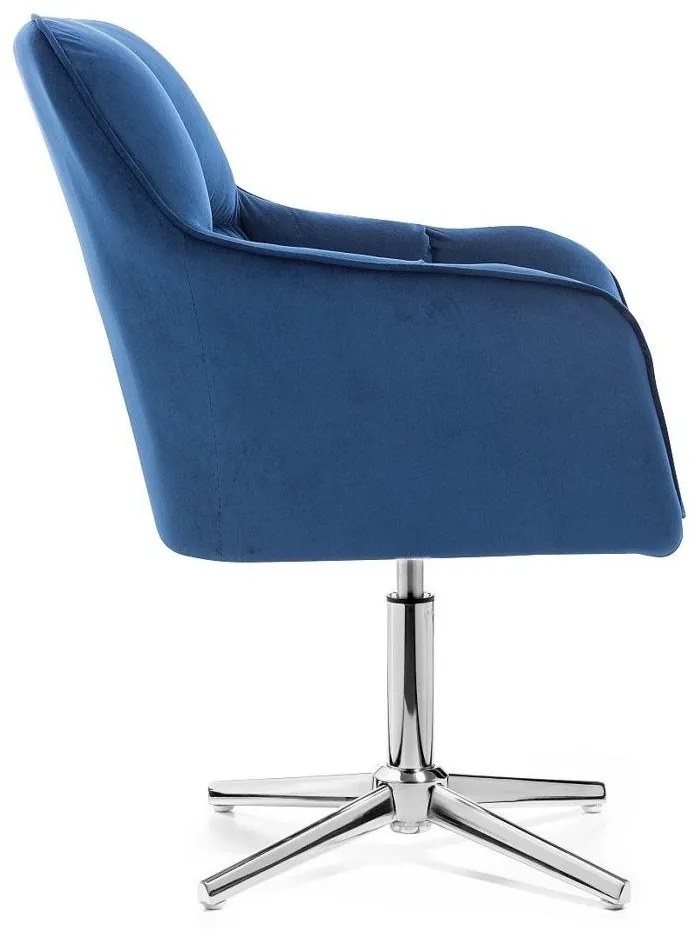 LuxuryForm DESIGN Otočné křeslo AMALFI VELUR na stříbrném kříži - modré