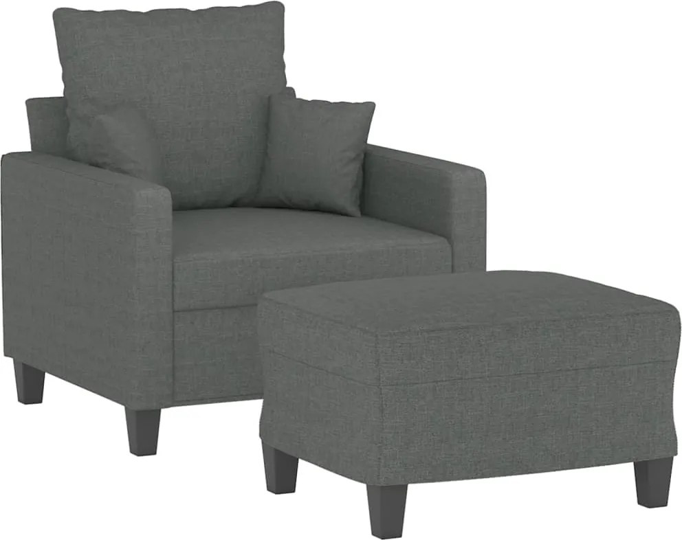 Křeslo s podnožkou tmavě šedé 60 cm textil 3201082