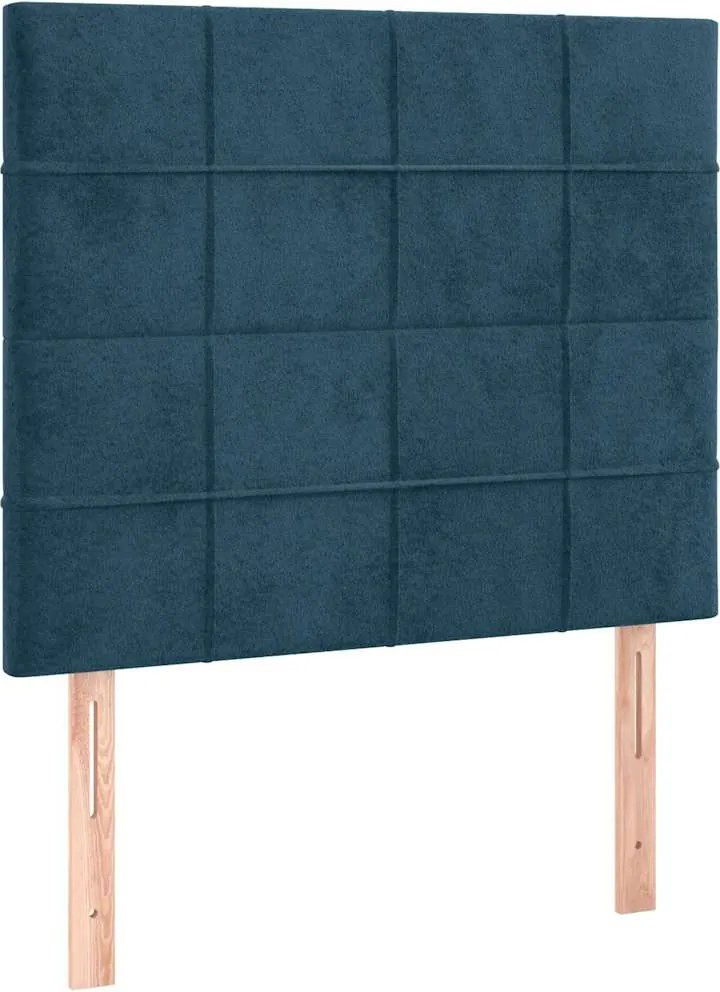 Box spring postel s matrací a LED tmavě modrá 100x200 cm samet 3136111